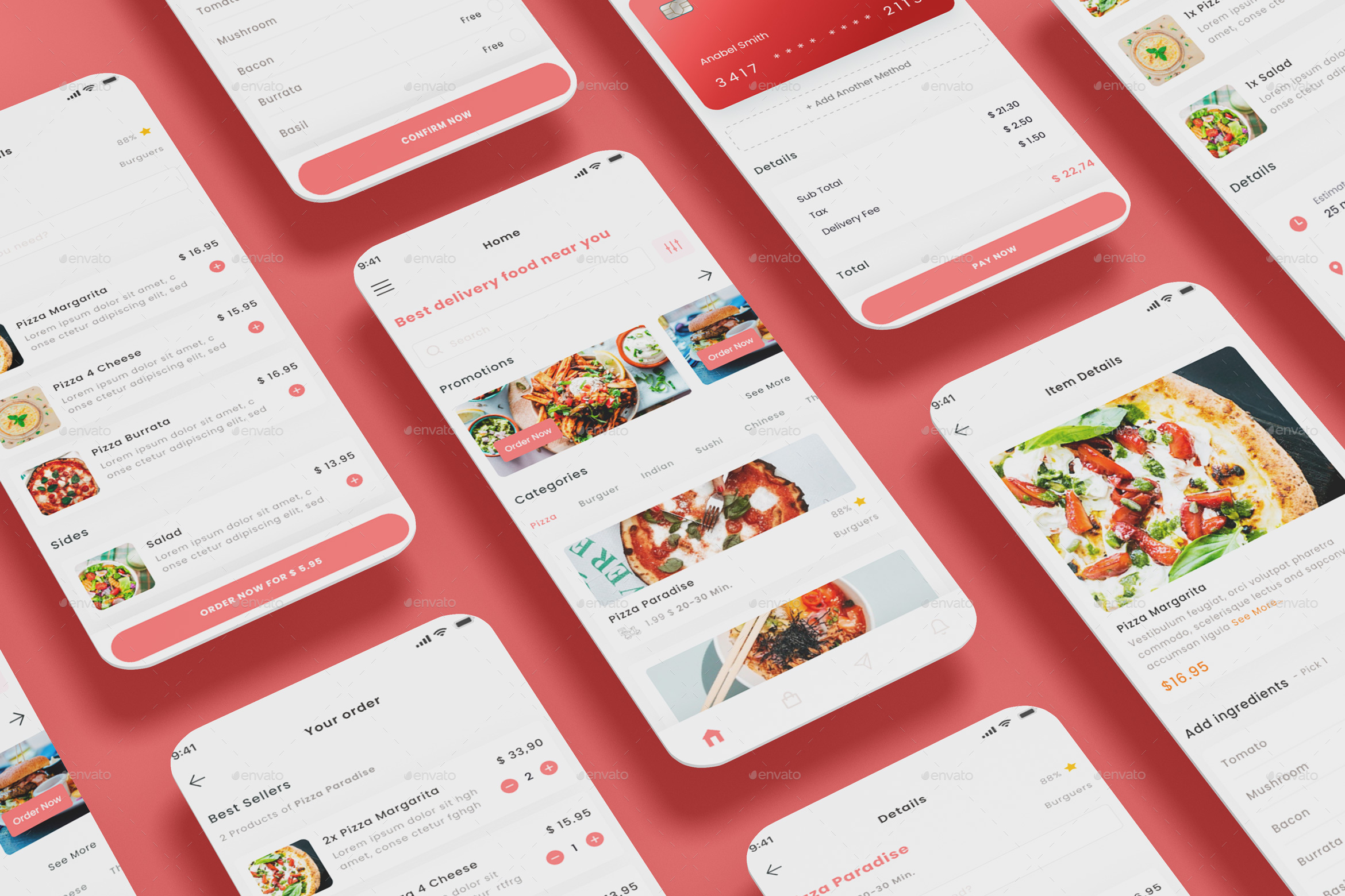 Food Delivery & Pizza Restaurant Mobile App Ui Kit, Web Elements | GraphicRiver